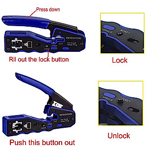 RJ45 Crimp Tool Pass Through Crimper Cutter for Cat6a Cat6 Cat5 Cat5e 8P8C Modular Connector Ethernet All-in-one Wire Tool