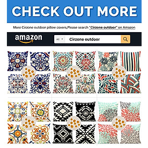 Cirzone Outdoor Pillows, Outdoor Pillow Covers 18x18 Set of 4 Waterproof Decorative Throw Pillow Covers Boho Decorations for Patio, Garden, Balcony