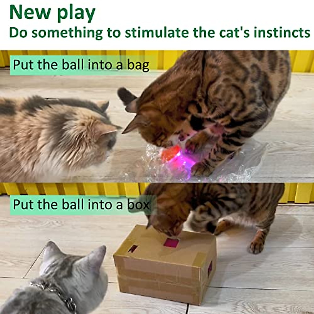 AUKL Cat Ball Toys for Indoor Cats, Bouncing Balls Wicked Ball Motion Cat Toys