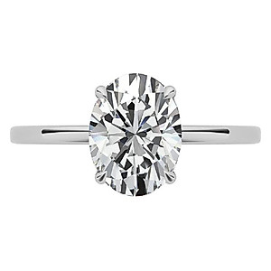 10K Solid White Gold Handmade Engagement Ring, 3 CT Oval Cut Moissanite Diamond Solitaire Bridal/Wedding Rings for Women/Her, Minimalist Ring Anniversary Ring For Gifts (7.5)
