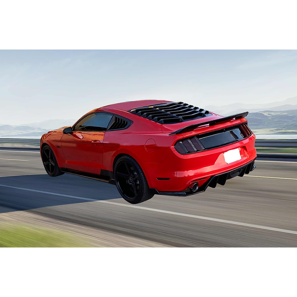 Rear Diffuser Compatible with 15-17 Ford Mustang HN Style 4 Fins Bumper Lip PP Black by IKON MOTORSPORTS