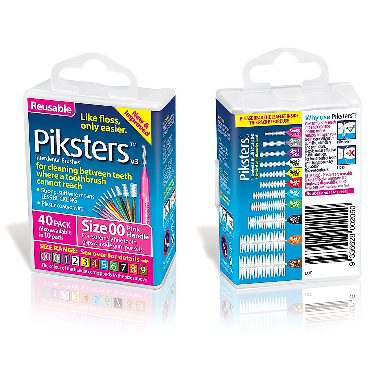 Piksters Interdental Brushes, 40 pk, Size 00, Interdental Tooth Brush for Extremely Tight Gaps, Gum Soft Bristles for Plaque Removal, Safe for Braces