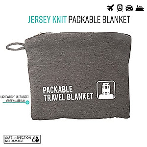 GForce Jersey Knit Travel Blanket| Packable| Fits Over Handle | Soft| Easy to Travel| Grey | Travel | Bag | Blanket |