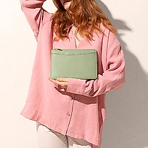 KATIE LOXTON Cara Womens Medium Vegan Leather Slip Pocket Clutch Handbag Pouch Sage Green