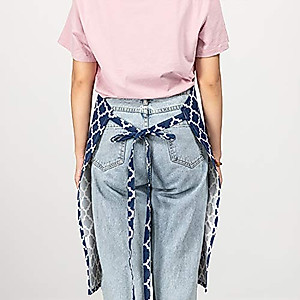 LessMo Kitchen Cooking Aprons with 3 Pockets for Men Women - Cotton Adjustable Professional Grade Chef Apron for Kitchen, BBQ & Grill (Blue)