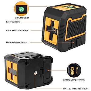 Line Laser Leveler Tool, Semlos Green Self Leveling Laser Level With Cross Line Laser Leveler and Magnetic Bracket For Outdoor Indoor Picture Hanging Wall Tile