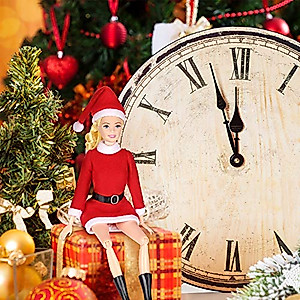 Cholung 6 Sets Christmas Doll Dresses with 2 Pairs Black Boots 11.5 Inch to 12 Inch Doll Christmas Clothes Sets Christmas Doll Dresses Suits for Little Girl