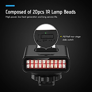 ORDRO LN-3 Studio IRLight LED Light USB Rechargeable Infrared Night Vision Infrared Illuminator Replacement Compatible with DSLR Camera Photography Lighting Accessory