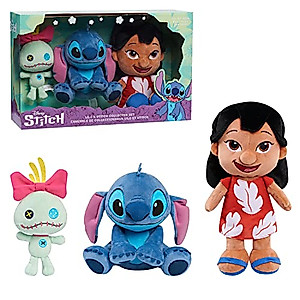 Disney Stitch Plush Stuffed Animal 3-piece Set, Lilo, Stitch, and Scrump, Soft Plushies, Kids Toys for Ages 0+ by Just Play