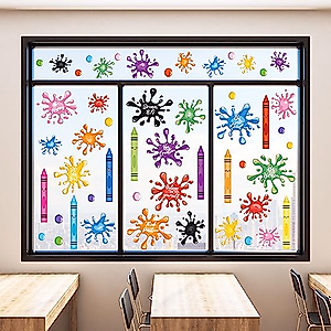 GreenPine 7 Sheets Inspirational Quotes Window Clings Stickers Every Child Is an Artist Colorful Paint Splatter Back to School Positive Sayings Home Bedroom Living Room School Classroom Nursery Playroom Decoration​
