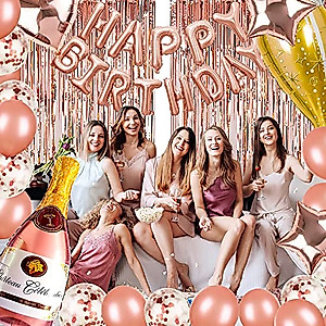 BBeitoo Rose Gold Birthday Party Decorations Set 12inch Rose Gold Confetti Balloon 30th 40th 50th 60th Birthday Balloons for Women