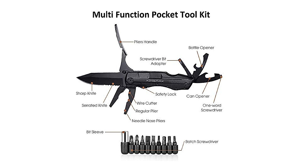 KINGMAX Pocket Knife,Multitool Tactical Knife with Blade,Saw, Plier ...