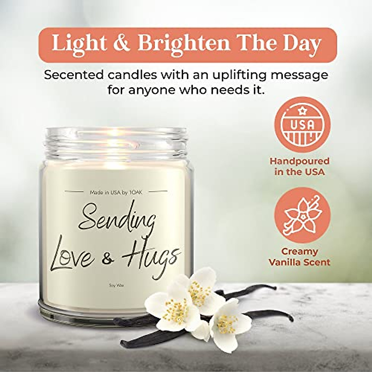 1OAK Vanilla Scented Candles Gifts for Women - Get Well Soon Gifts for Women - Sympathy Gift - Thinking of You Gift - Condolence Gift - Encouragement Gifts for Women - Cheer up Gifts for Women