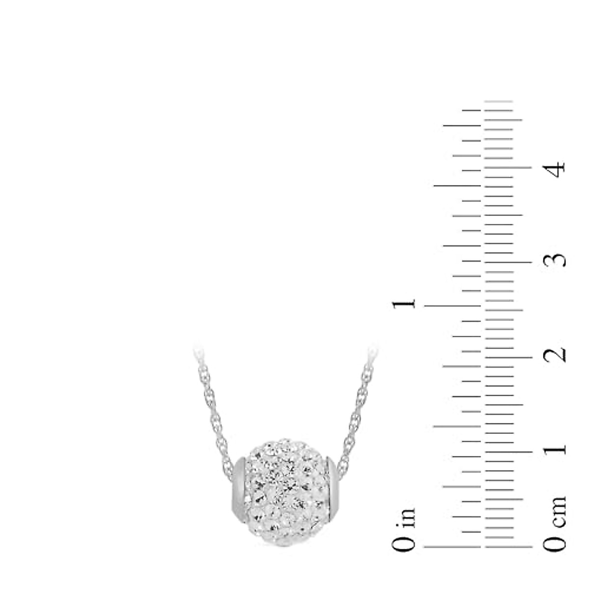 Amazon Essentials 10K White Gold Crystals Slide Ball Pendant Necklace with Gold Filled Chain, 18", (previously Amazon Collection)