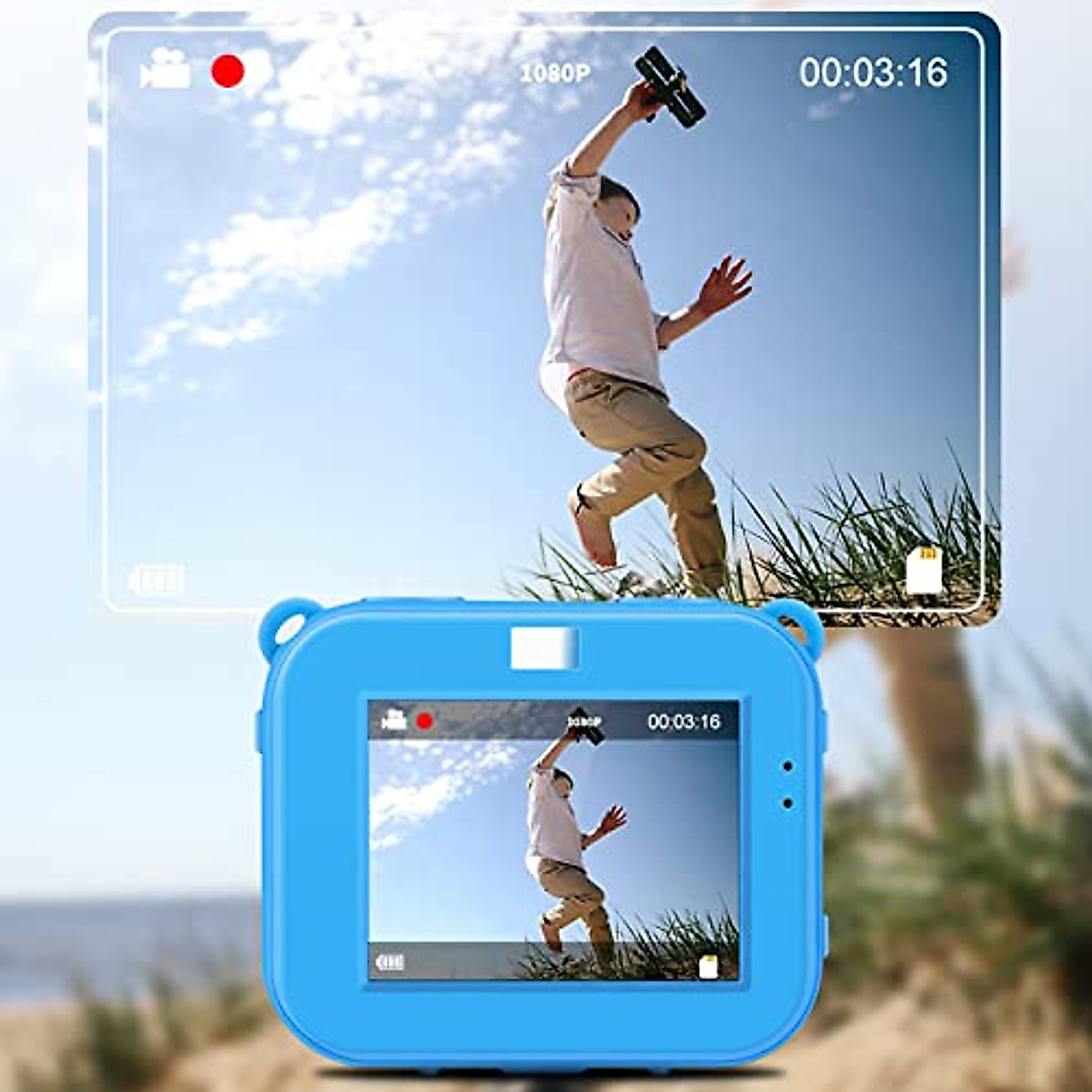 Rehomy Waterproof Camera for Outdoor Sports 1080P Toddler Digital Camera with 2GB Memory Card