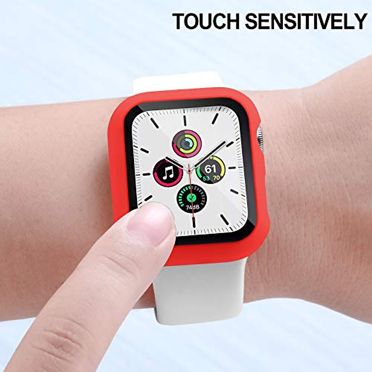 Charlam Compatible with Apple Watch Case 44mm iWatch SE Series 6 5 4 with Screen Protector, Slim Guard Thin Bumper Full Coverage Hard Cover Defense Edge for Women Men, Black White Red, 3 Pack