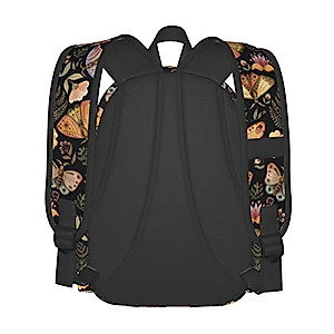 FREEHOTU Moth Butterfly Witchy Backpack For Men Women With Adjustable Padded Shoulder Straps Daypack For College Travel