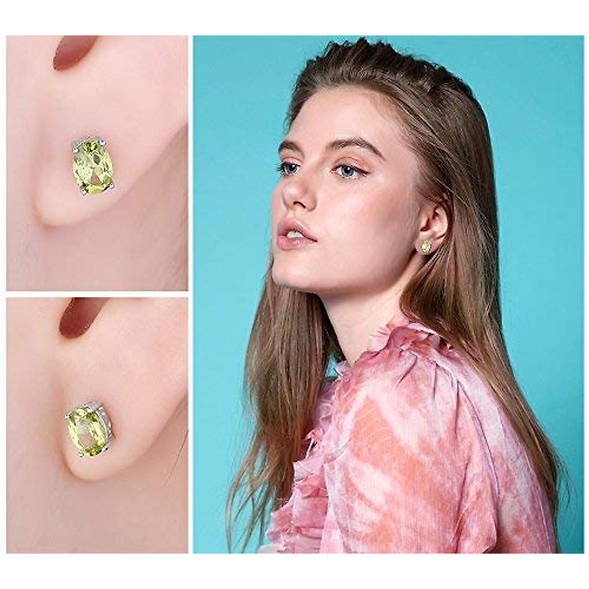 JewelryPalace Natural Garnet Peridot Amethyst Citrine Blue Topaz Birthstone Stud Earrings for Women, 14k Gold Plated 925 Sterling Silver Earrings for Women, Hypoallergenic Earrings for Girls Sets