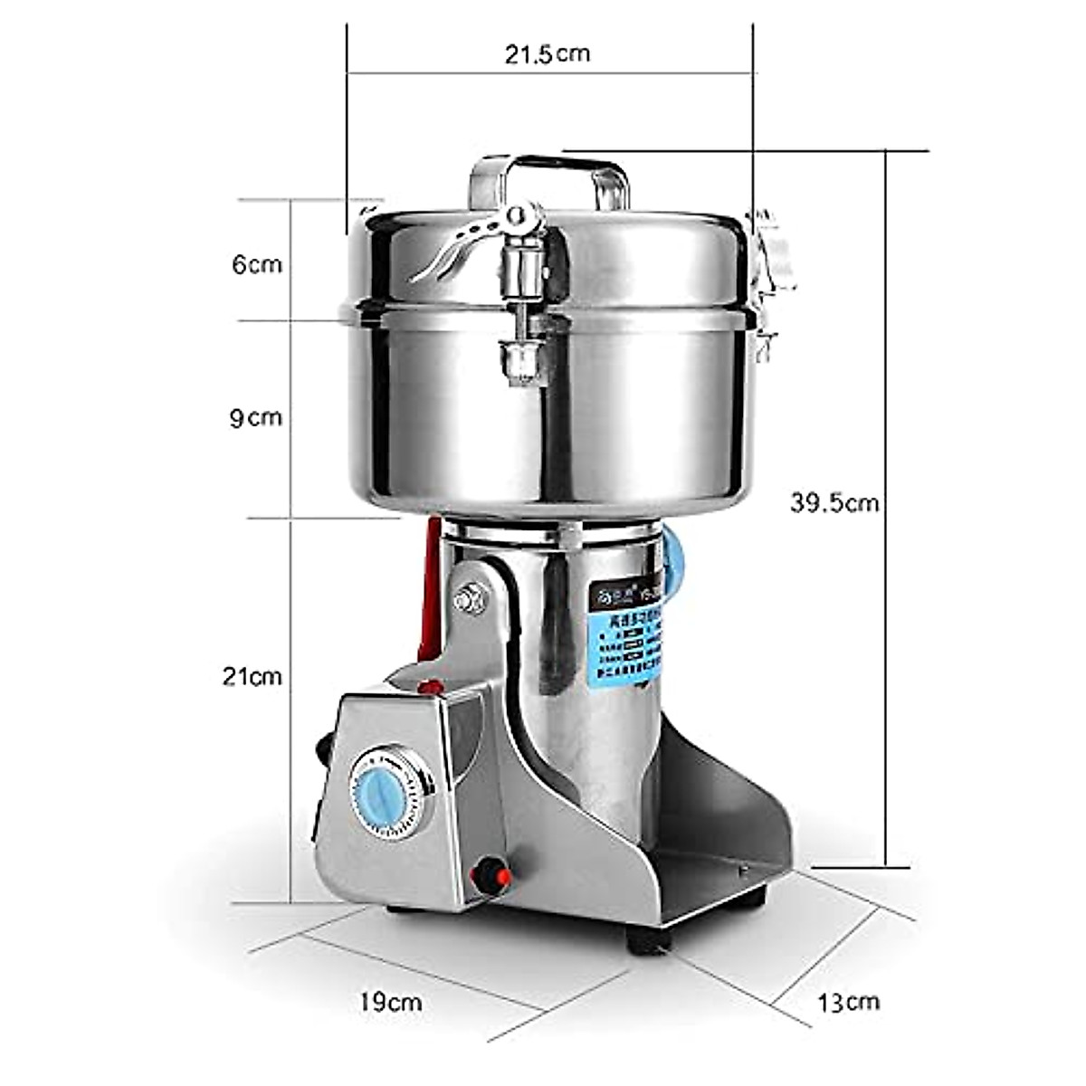 Grain Grinders, 2000g 110V Commercial Electric Herb Mills Spice Grinder Stainless Steel Food Grinding Machine 270° Swing Type Power Mill & Grinder for Coffee Bean Nut, 60-350 Mesh Degree of Crushing