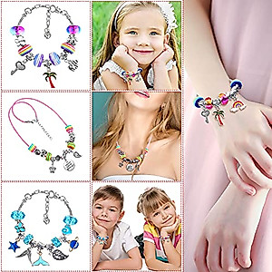 DIY Bracelet Making Kit for Girls, Thrilez 97Pcs Charm Bracelets Kit with Beads, Pendant Charms, Bracelets and Necklace String for Bracelets Craft & Necklace Making, Gift Idea for Teen Girls