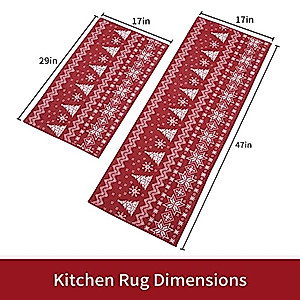 CAROMIO Machine Washable Kitchen Mat Christmas Kitchen Runner Mat Sets Non Skid Kitchen Floor Mats for Kitchen Laundry Sink Under Door, 17"x29"+17"x47"