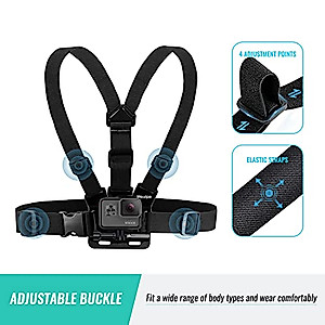 Wealpe Chest Mount Harness Chesty Strap Compatible with GoPro Hero 11, 10, 9, 8, 7, Max, Fusion, Hero (2018), 6, 5, 4, Session, 3+, 3, 2, 1, DJI Osmo, Xiaomi Yi Cameras