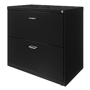 Hirsh Lateral Metal File Cabinet 30" W 2 Drawer Set Black with Front/Back Rails