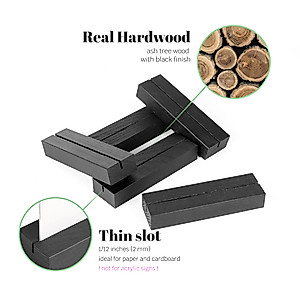 TOROS store 10 Pack Wood Place Card Holder - Black Wooden Table Number Holders , Name Place Cards Stand , Events Party Tabletop Sign Stands , Wedding & Birthday Stands for Photos, Pictures & Postcard