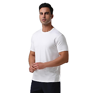 Pioneer Camp Mens Bamboo Viscose T Shirt Ultra Soft White Plain Tshirts for Men Cooling Crew Neck Casual Basic Tee Shirt
