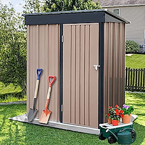 Polar Aurora 5 x 3 FT Outdoor Metal Storage Shed, Steel Garden Shed with Single Lockable Door, Tool Storage Shed for Backyard, Patio & Lawn (5 * 3 ft)