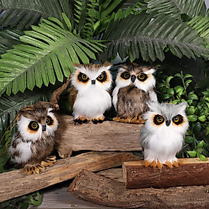 Skylety 6 Pieces Mini Owl Plush Toy 3.2 Inch Plush Animal Christmas Hanging Ornaments for Christmas Tree Woodland Gray White Stuffed Animal Toy Soft Owl Doll Plush Hanging Pendant Ornament