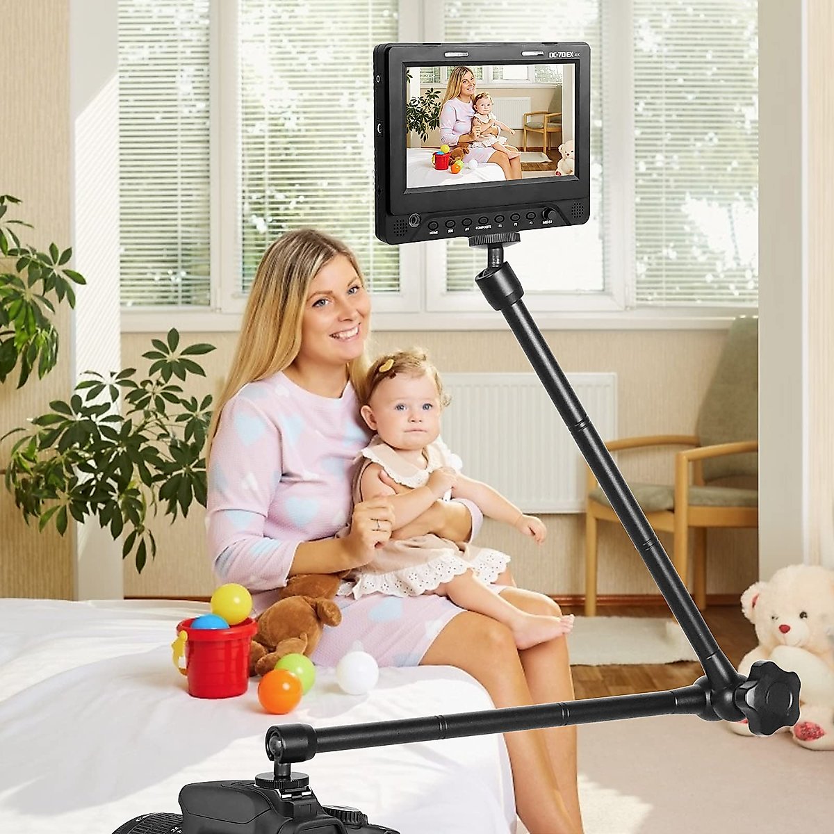 Toolour Magic Arm Camera Mounts Clamps w/ 1/4" and 3/8" Thread, 19.7” Adjustable Friction Power Articulating Arm with 2.6" Super Clamp for LCD Monitor/LED Light/Camera Video Rig/Smartphone