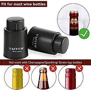 [2 PACK]Wine Bottle Stoppers,Real Vacuum Wine Stoppers,Reusable Wine Preserver,Wine Corks Keep Fresh,Best Gifts for Wine Lovers for christmas gifts.