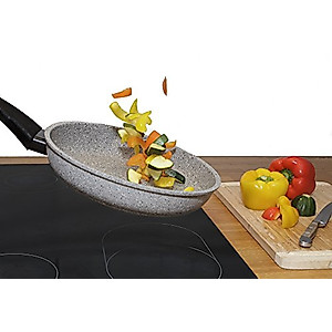 FLONAL Dura Induction Frying Pan Stone Effect Aluminum, 11.08-inches, Clear