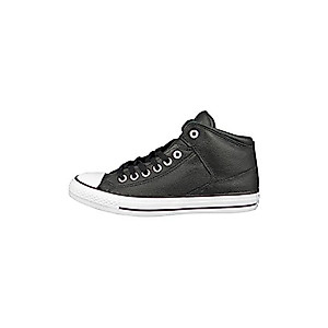 Converse Women and Men Street Leather High Top Sneaker, Black/Black/White, US 11W 9M