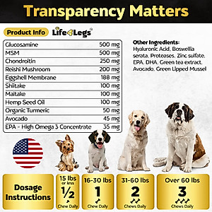 Life4Legs - Soft Chews Hip and Joint Supplement for Dogs - Dog Joint Pain Relief Treats - Glucosamine, Chondroitin, Turmeric - Mobility Bites Supplement