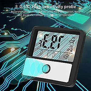 LCD Digital Aquarium Alarm Thermometer, Large Screen Transparent Fish Tank Thermometer, Always Monitoring Your Water Temperature - Fast & Accurate - No Messy Wires