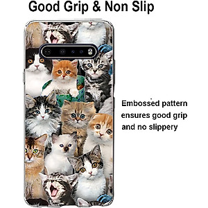 XIASAIJBUDA Compatible with LG V60 ThinQ Case, Cute Funny Cat Clear Case for Girls Women Cute Soft TPU Case