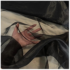 MDS Pack of 5 Yards Long Bridal Solid Sheer Organza Fabric Bolt for Wedding Dress, Fashion, Crafts, Decorations, backdrop, Christmas Craft Supplies, Silky Shiny Organza Fabrics 44” Wide - Black