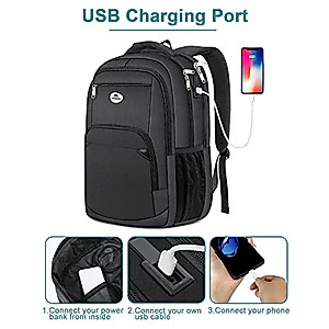 MATEIN Travel Laptop Backpack for Men, Water Resistant Anti-Theft Bag with USB Charging Port Fits 15.6 Inch Computer, Sturdy Work Business Backpacks for Men Women Gifts, Lightweight Casual Daypack