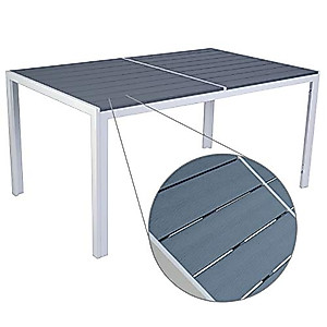 Kozyard Coolmen Outdoor Patio Indoor Dining Table Rectangle 35.6'x58.9' and Wood Like Laminate Table Top for 6 Person Porch Deck Garden (Grey)