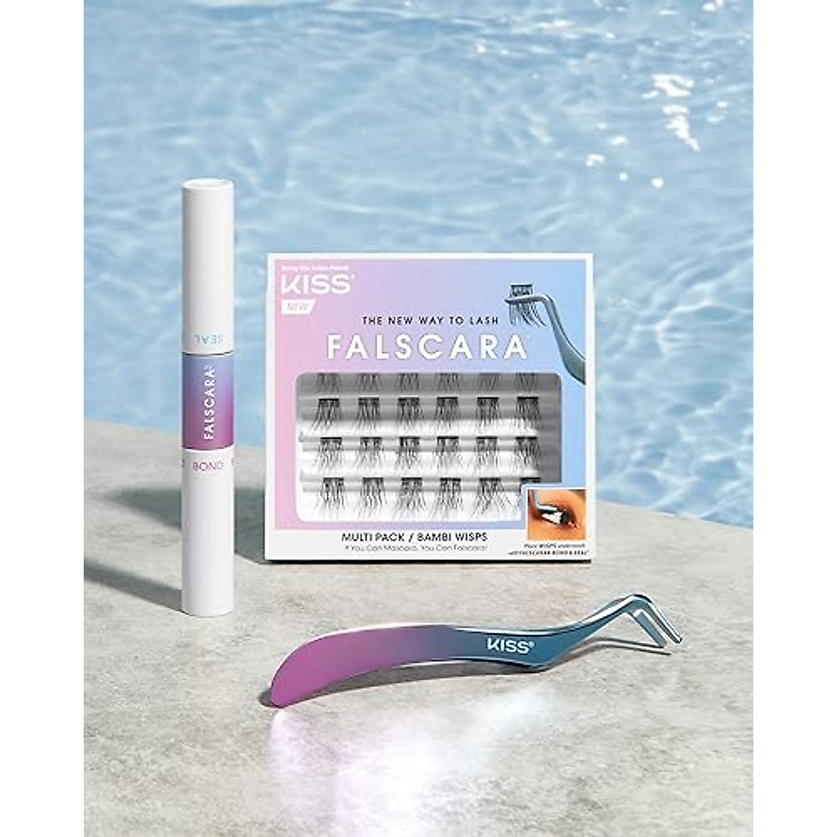 KISS Falscara Multipack False Eyelashes, Lash Clusters, Bambi Wisps', 10mm-12mm-14mm, Includes 24 Assorted Lengths Wisps, Contact Lens Friendly, Easy to Apply, Reusable Strip Lashes