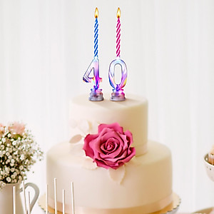 40th Birthday Candles LED Number Candle Flashing Number Birthday Cake Candles with Wax Candles for Birthday Wedding Anniversary Celebration Supplies