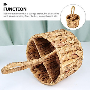 Kichvoe Fruit Basket Decor Picnic Basket Hamper Storage Basket Woven Basket with Handle Multipurpose Woven Floral Basket Flower Hand Woven Basket Flowers Articles for Daily Use Gourd Grass
