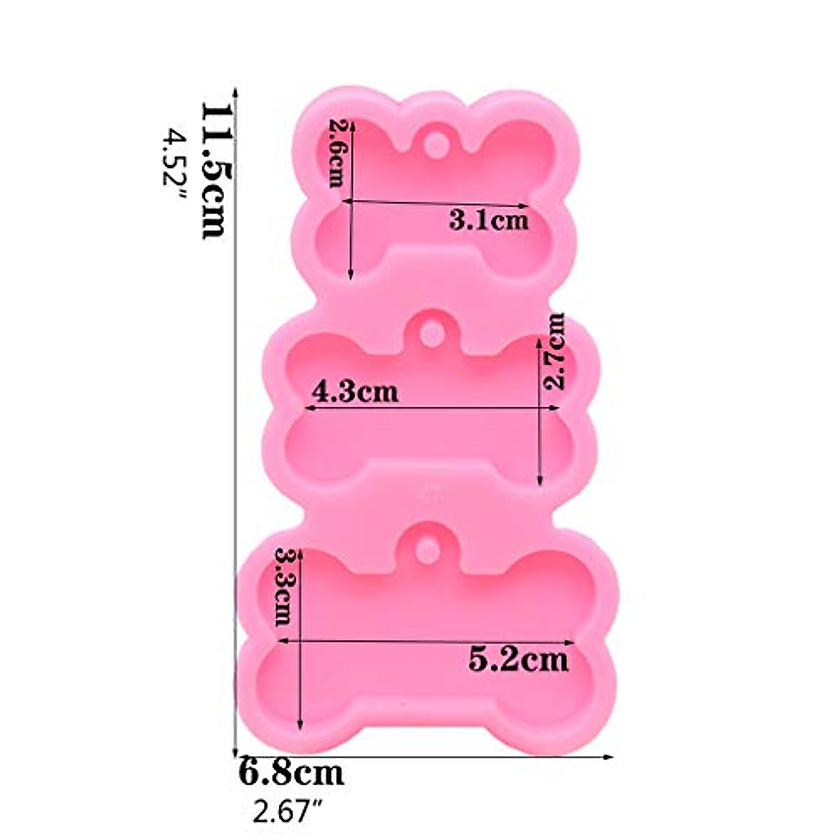 Diarypiece Pet Dogs Cats Tag Bone Shaped Keyring Epoxy Resin Mold,Key Chain Pendant Silicone Mould