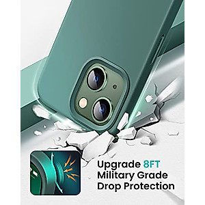 OuXul iPhone 14 Silicone Case, for iPhone 13 Case [Military Grade Drop Protection] [Anti-Scratch Microfiber Lining] Silicone Ultra Slim Cover Shockproof Phone Case 6.1 inch, Forest Green