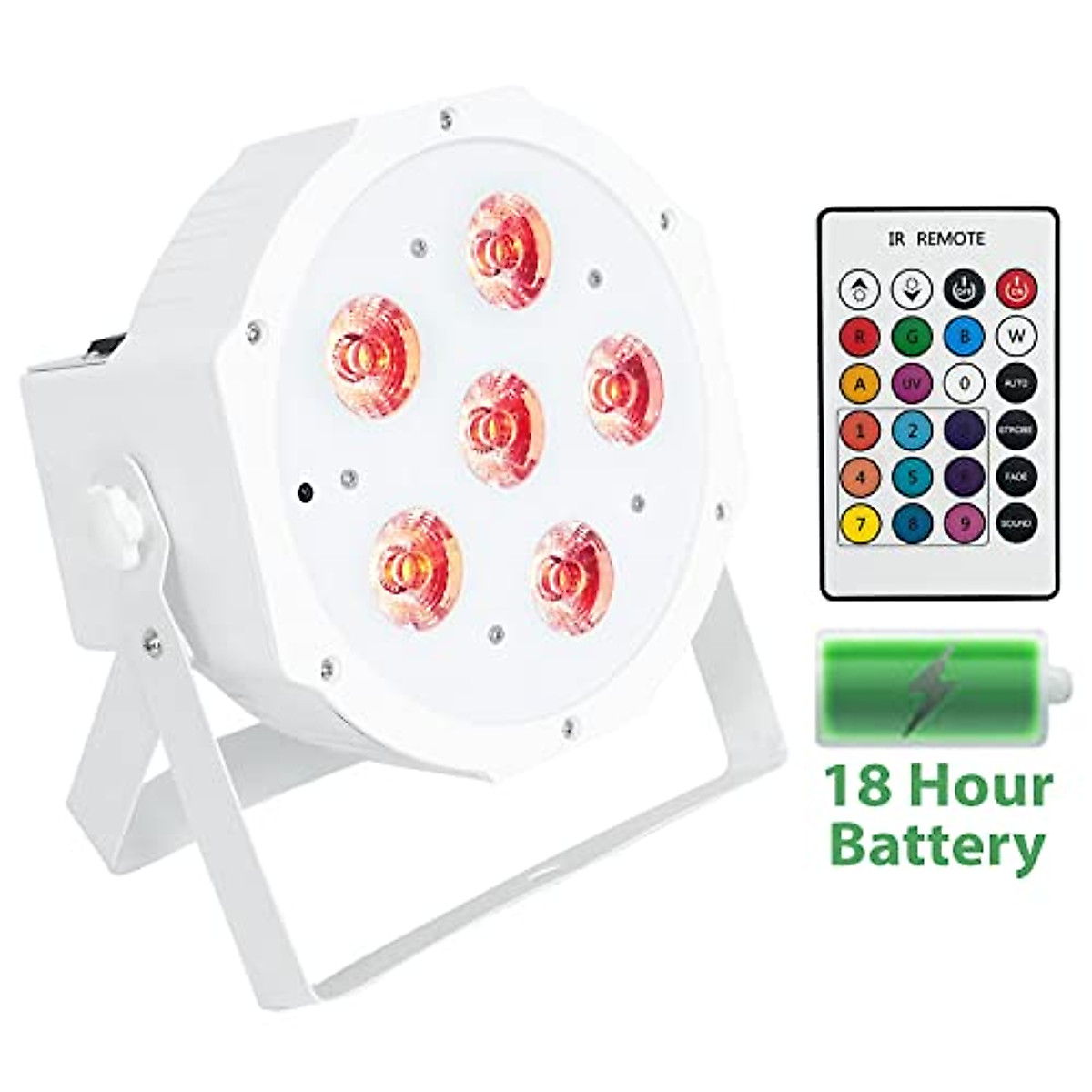2) Rockville Battery PAR 61 White Rechargeable RGBWA+ DMX DJ Up-Lights+Remotes