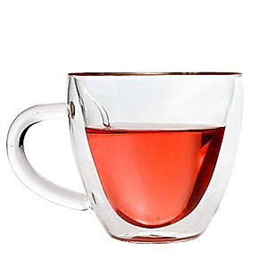 seninhi Double layer heart cup Heart 【240ML】 Heart Shaped Cup - clear glass with Handle Double Wall Insulated Heat resistant coffee cup, tea cup, milk cup, Nice Gift creative (240ML)