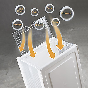 Yes!Fresh Shoe Organizer Storage Box for Closet with Overall Connected Large Clear Bins, Foldable and Modular, No Assembly Required, Versatile Multi-Use Rack, Fits US Size 13 (4 Layer)