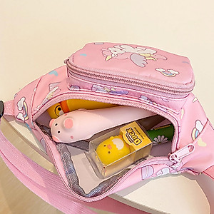 Latuasa Kids Fanny Pack Girls Waist Bag Crossbody Travel Belt Bag Purse Bag Pink Unicorn